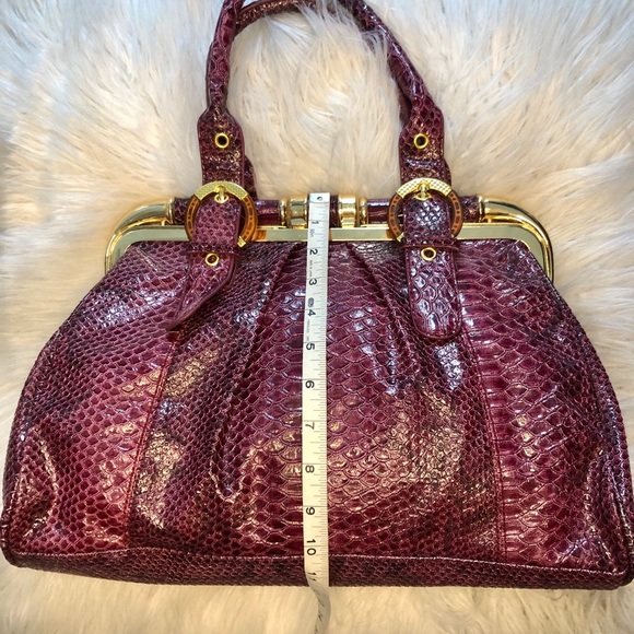 Bags | Purple And Gold Faux Snake Skin Purse | Poshmark